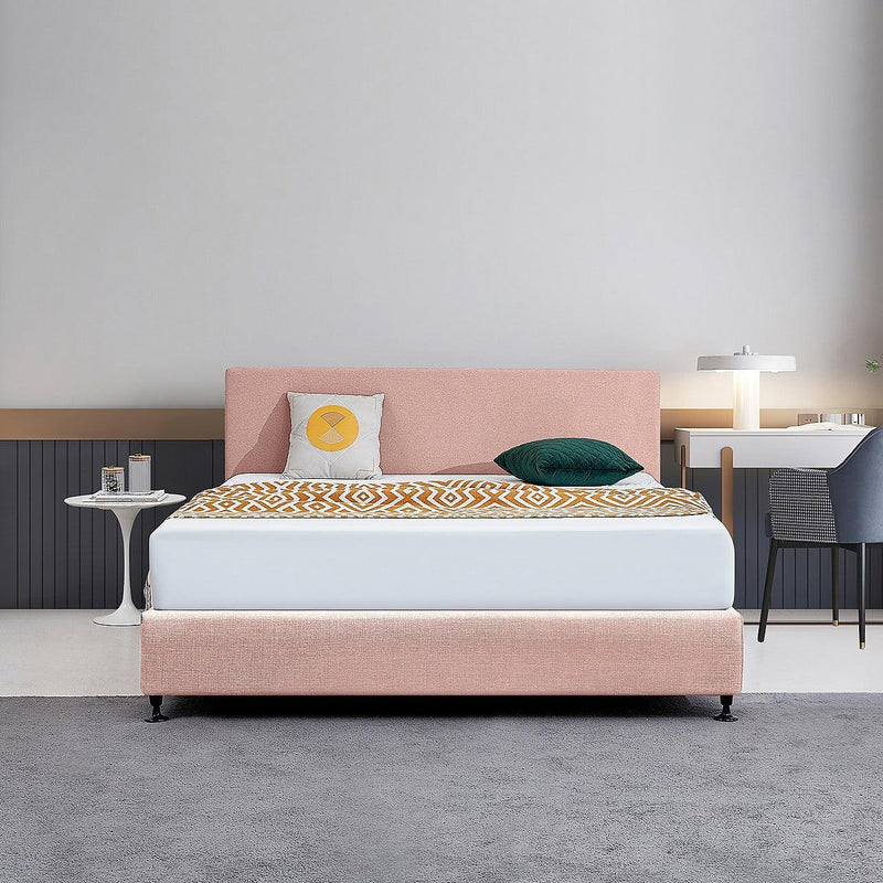 Linen Fabric King Bed Deluxe Headboard Bedhead - Pale Pink - King ...