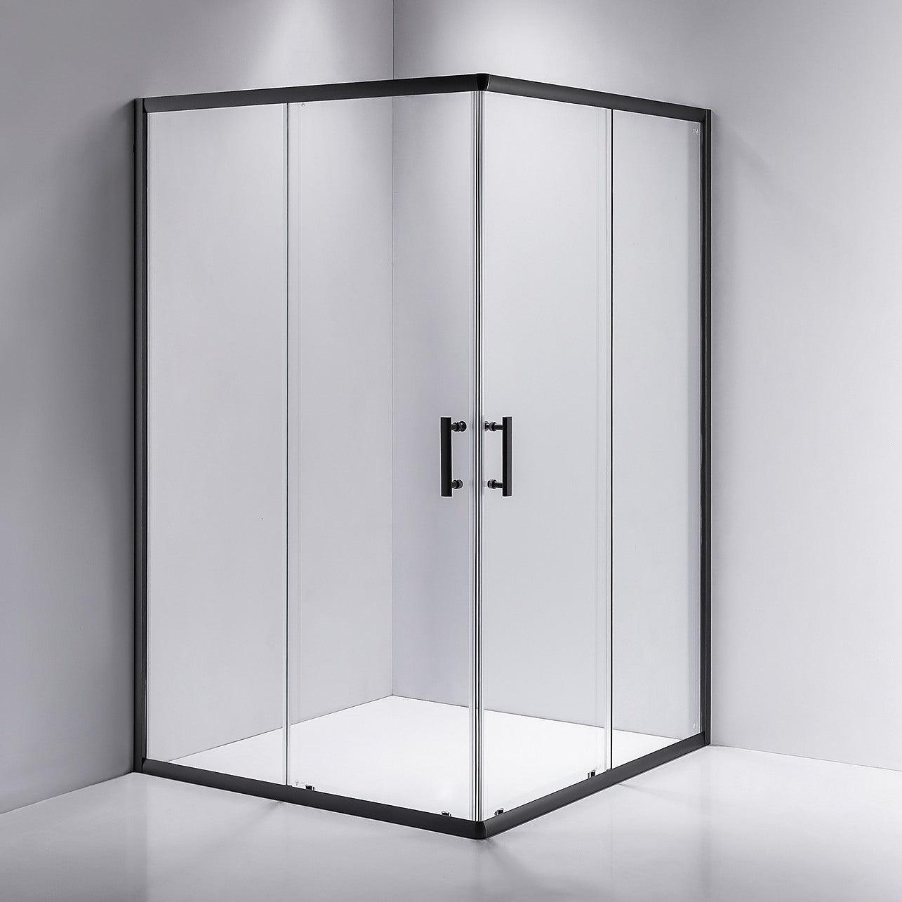 800 x 1000mm Sliding Shower Screen | Black Nano Safety Glass ...